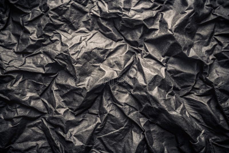 Black Crumpled Paper Texture in Low Light Background Stock Illustration ...