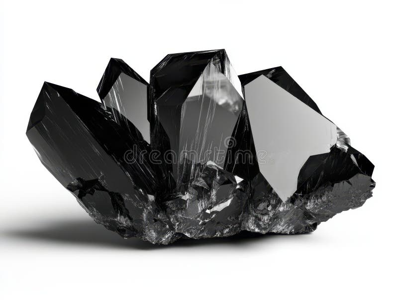 Black Crystal Cluster on White Background Stock Illustration ...
