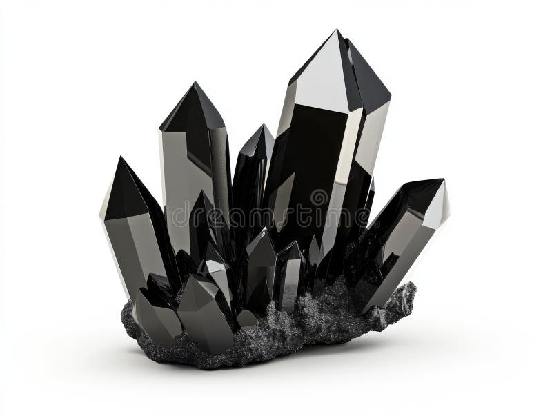 Black Crystal Cluster on White Background Stock Illustration ...