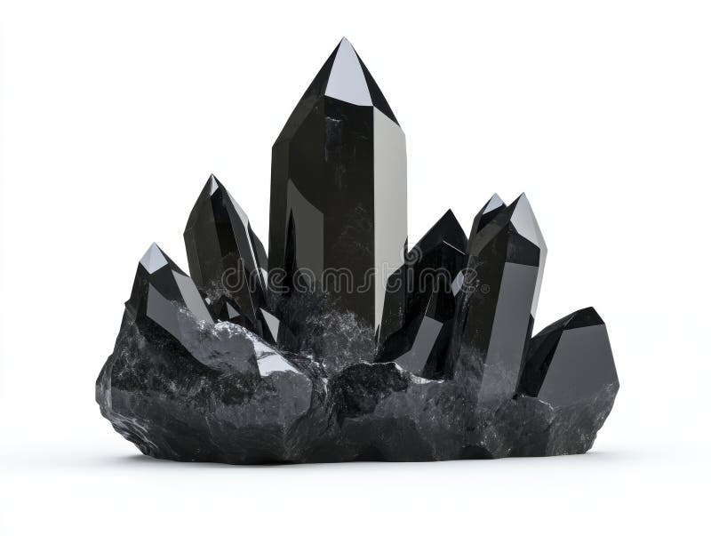 Black Crystal Cluster on White Background Stock Illustration ...