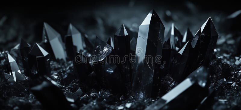 Black Crystal Formations with Sharp Edges and Reflective Surfaces in ...