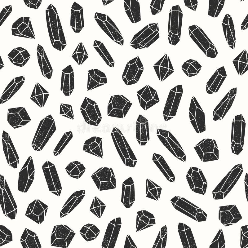 Black Crystal Seamless Pattern on White Stock Vector - Illustration of ...