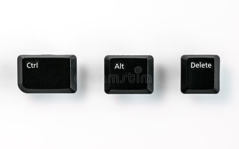Black Ctrl, Alt, Del Keyboard Keys Isolated on White, a Combination of ... Black Ctrl, Alt, Del Keyboard Keys Isolated on White, a Combination of ...