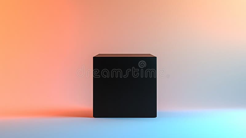 Black Cube on a Gradient Background with Warm and Cool Tones. Perfect ...
