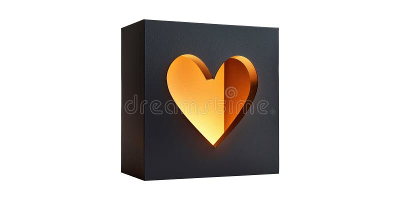 Black Cube with Heart Cutout Isolated on Transparent Background Stock ...