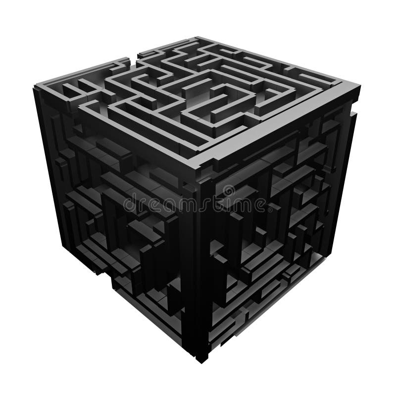 Black cube maze stock illustration. Illustration of enigma - 53296933