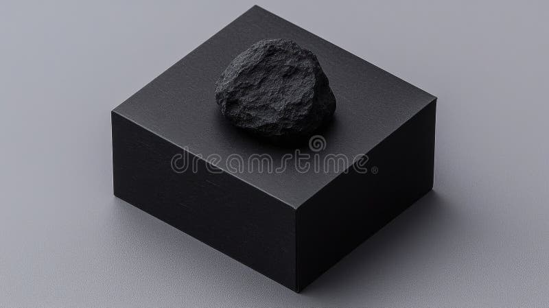 A Black Cube with a Black Rock on Top. Stock Photo - Image of flat ...