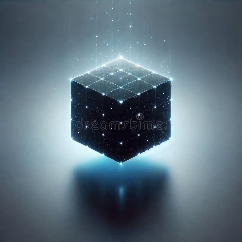 A Black Cube with Shining Dots on the Surface. Stock Photo - Image of ...