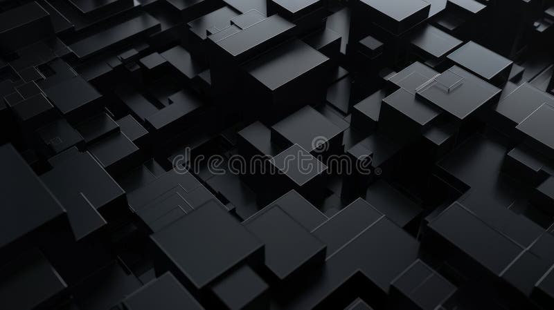 Black Cubes Arranged on a Dark Background Stock Illustration ...