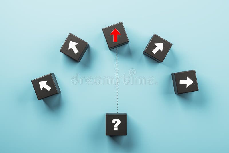 Black Cubes with Directional Arrows and Question Mark Symbol ...