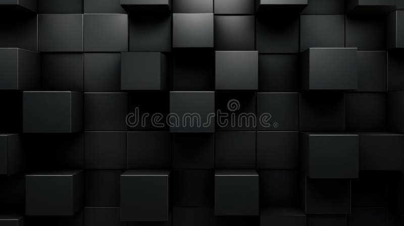 Black Cubes Wall Background, Abstract Illustration Stock Photo - Image ...