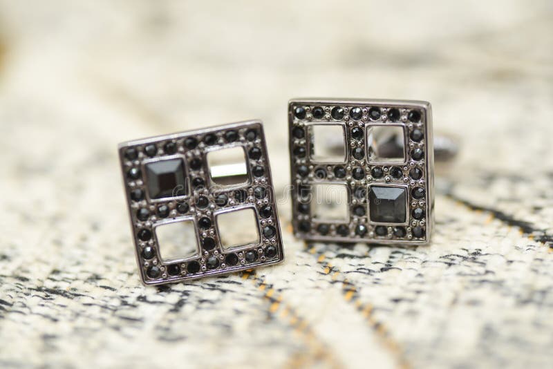 Black cufflinks details stock photo. Image of squared - 83699804