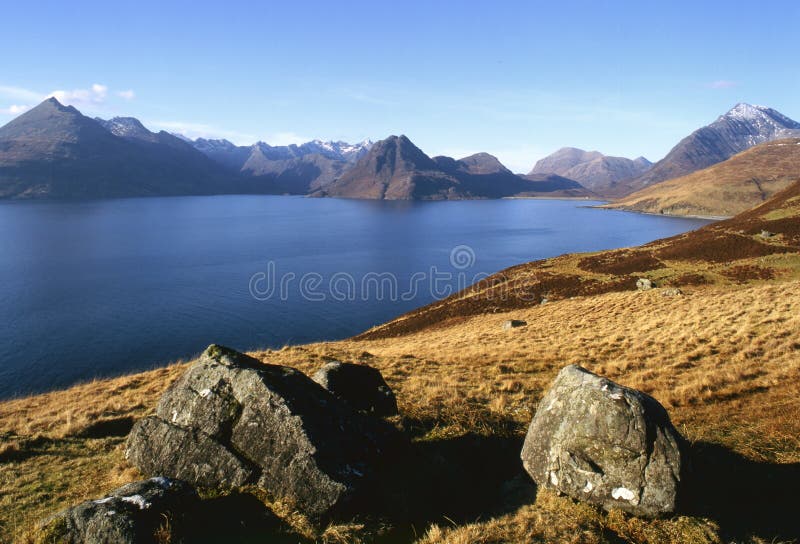Black Cuillin Mountains, Skye Stock Image - Image of elgol, camasunary ...