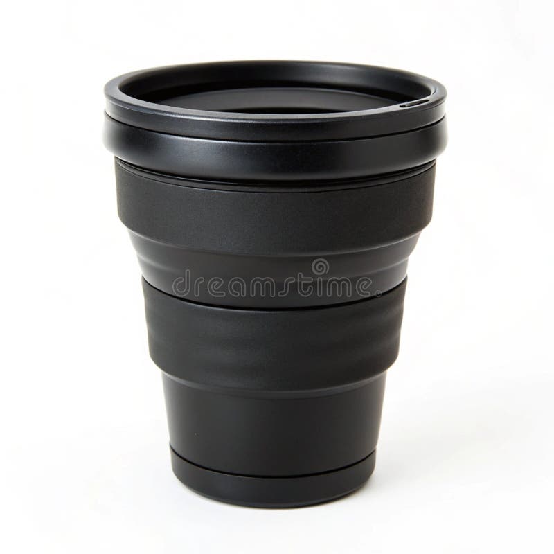 Black Cup Made of Collapsible Reusable Plastic Isolated on White ...
