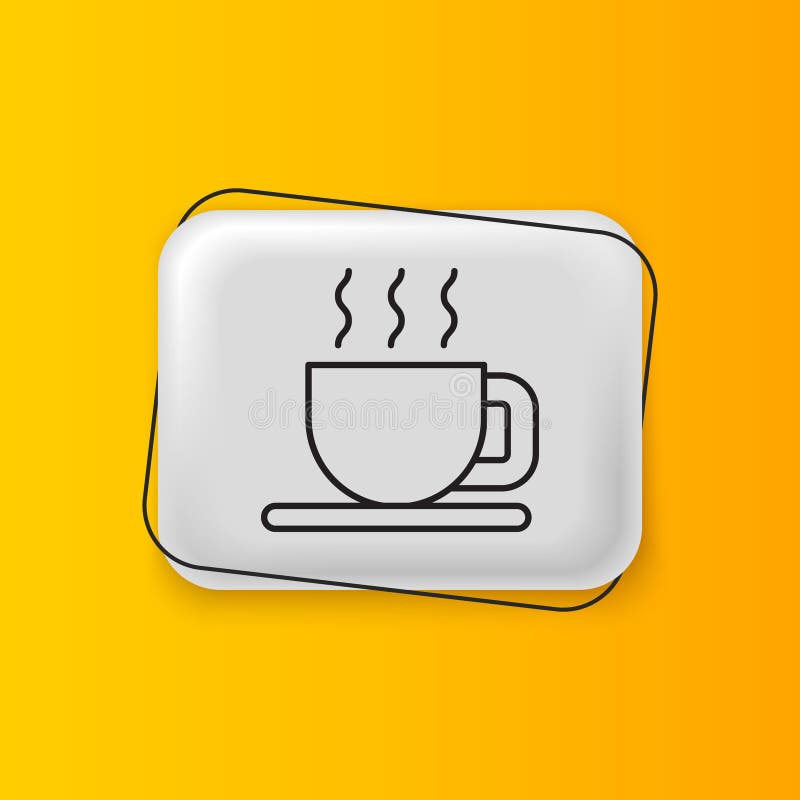 Black Cup of Tea Icon Isolated on Yellow Background. Silver Rectangle ...