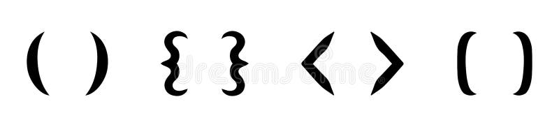 Black Curly Braces Set Vector Illustration Isolated on White Background ...
