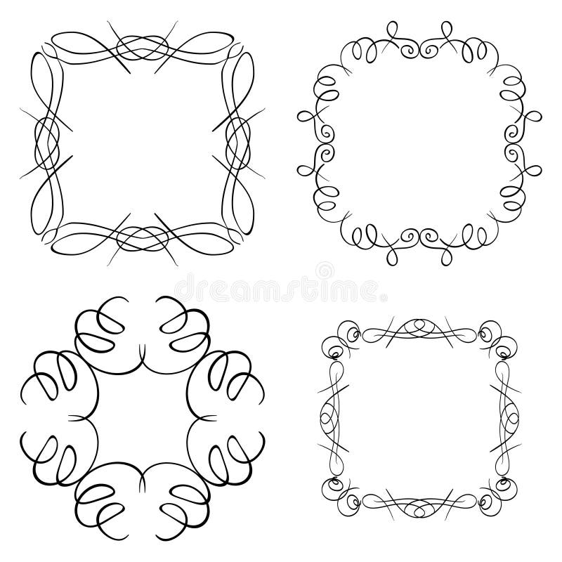 Black Curly Frames - Set - Vector Stock Vector - Illustration of vector ...