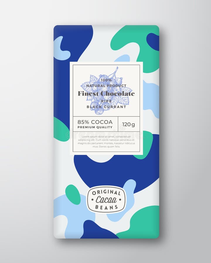 Black Currant Chocolate Label. Abstract Shapes Vector Packaging Design ...