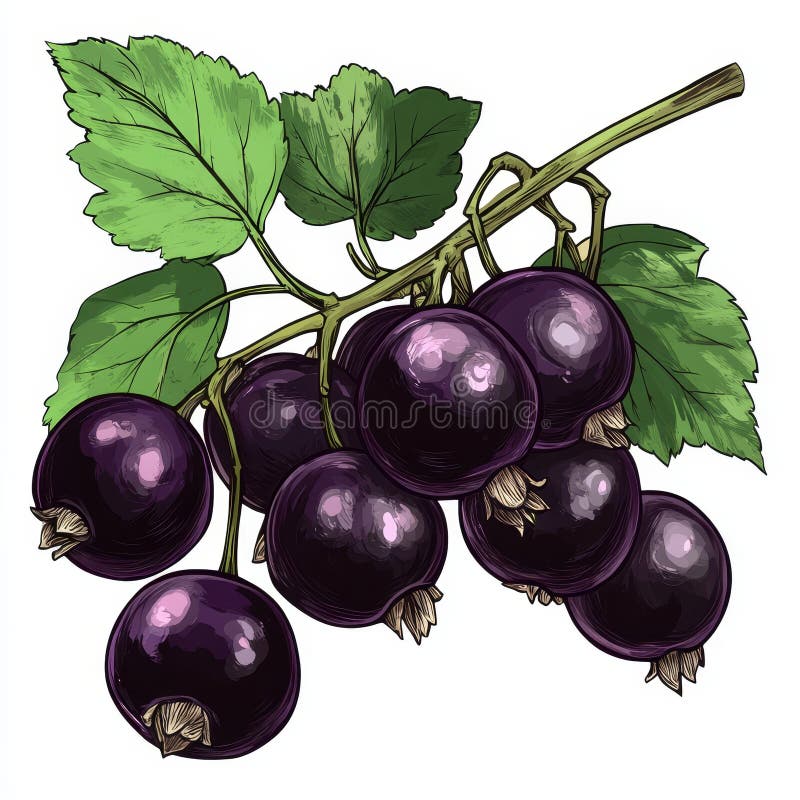 Black Currant. Hand Drawn Illustration of Black Currant. Vector ...