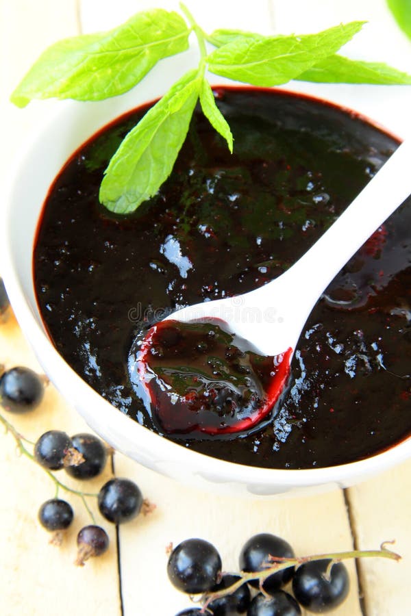 Black currant jam stock image. Image of sweet, black - 20559841