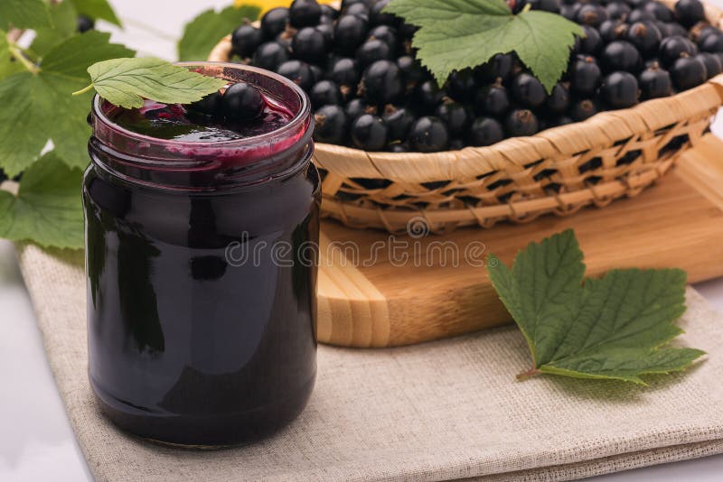 Black Currant Jam, Preserving Blackcurrants Stock Photo - Image of ...