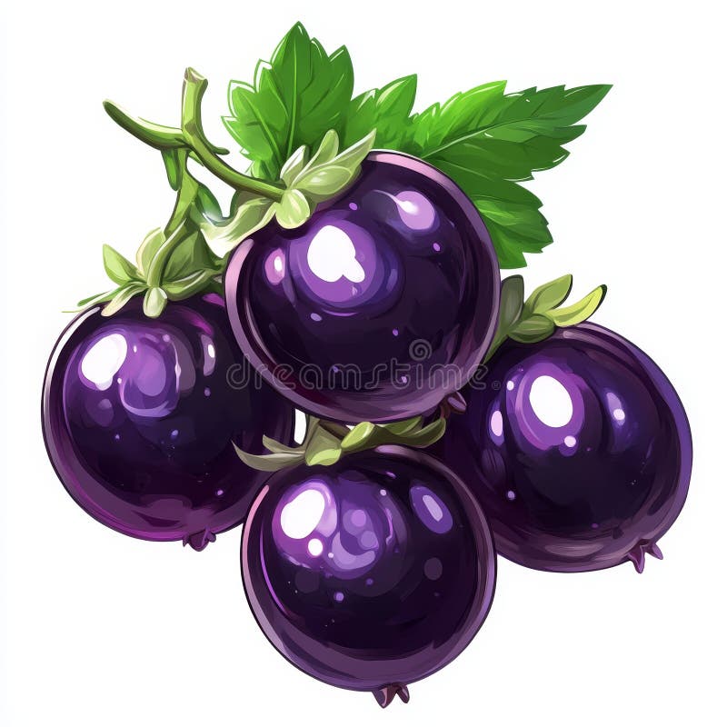 Black Currant. Vector Illustration. Isolated on White Background Stock ...