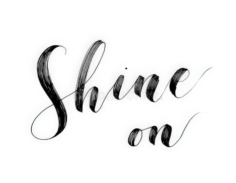 Black Cursive Letters on White Background Spell Shine on Stock ...