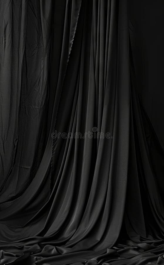 A Black Curtain Draped Over a Wall Stock Photo - Image of wall ...