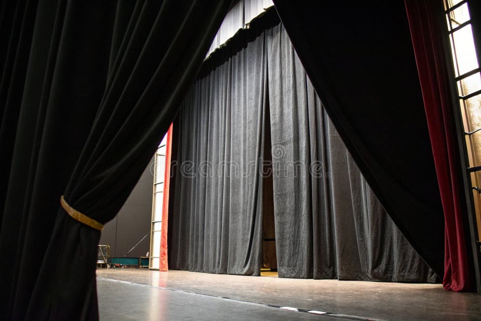 Black Curtain Stage Background Slightly Open Stock Illustration ...