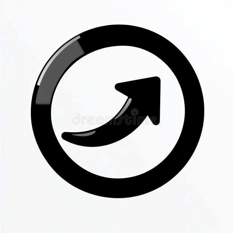 Black Curved Arrow in Circle Signifying Progress and Direction Stock ...