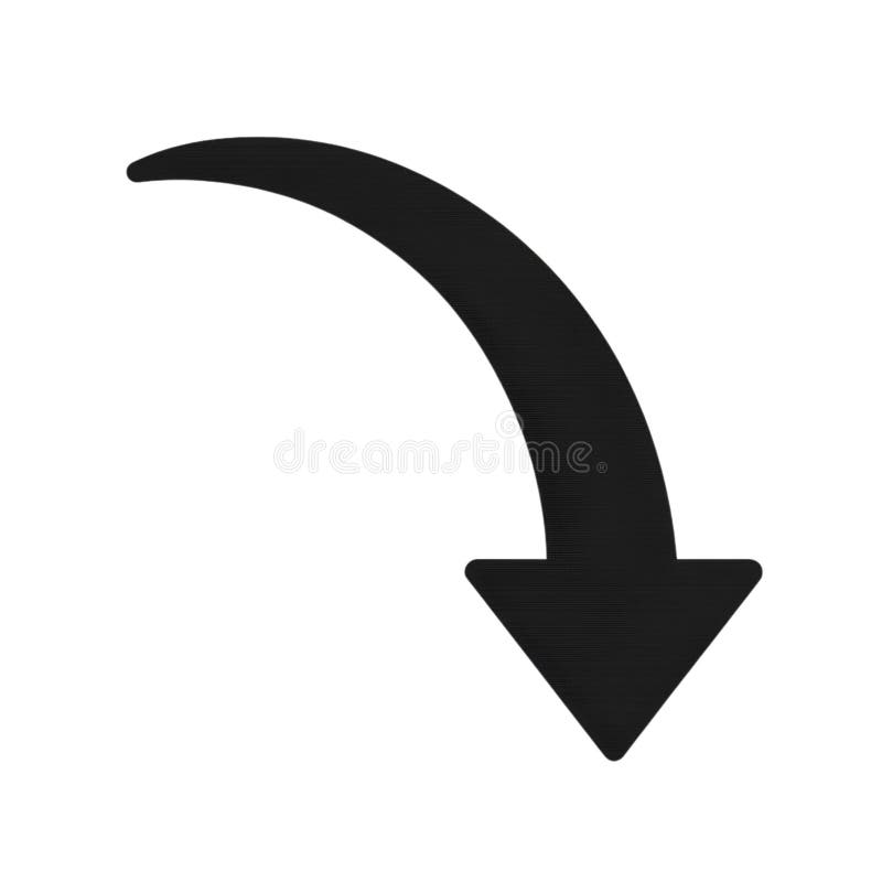 Curved Arrow Pointing Down, Simple Graphic Element for Direction and ...