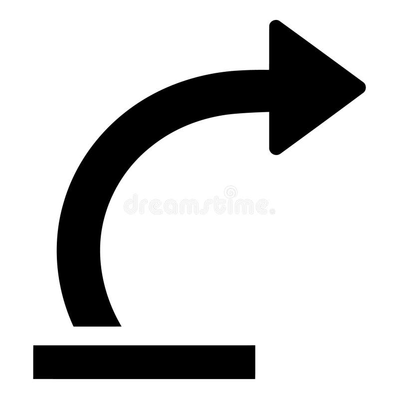 Black Curved Arrow Pointing Right on White Background Direction Graphic ...