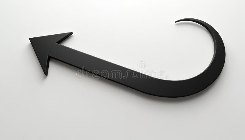 Black Curved Arrow on White Background. Minimalist Design Flat Style ...