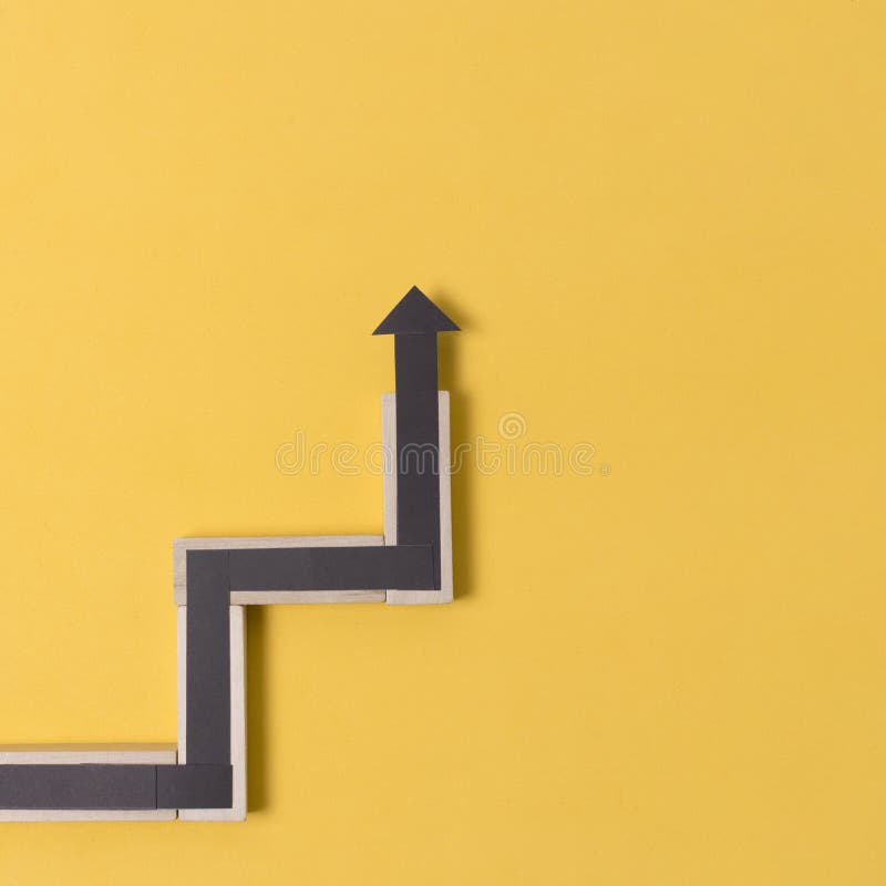 Curvy Arrow Symbol - Yellow Road Sign Isolated on Sky Background with ...