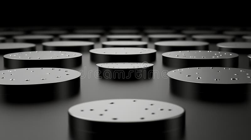Black Cylinders Arranged in a Repeating Pattern Stock Photo - Image of ...