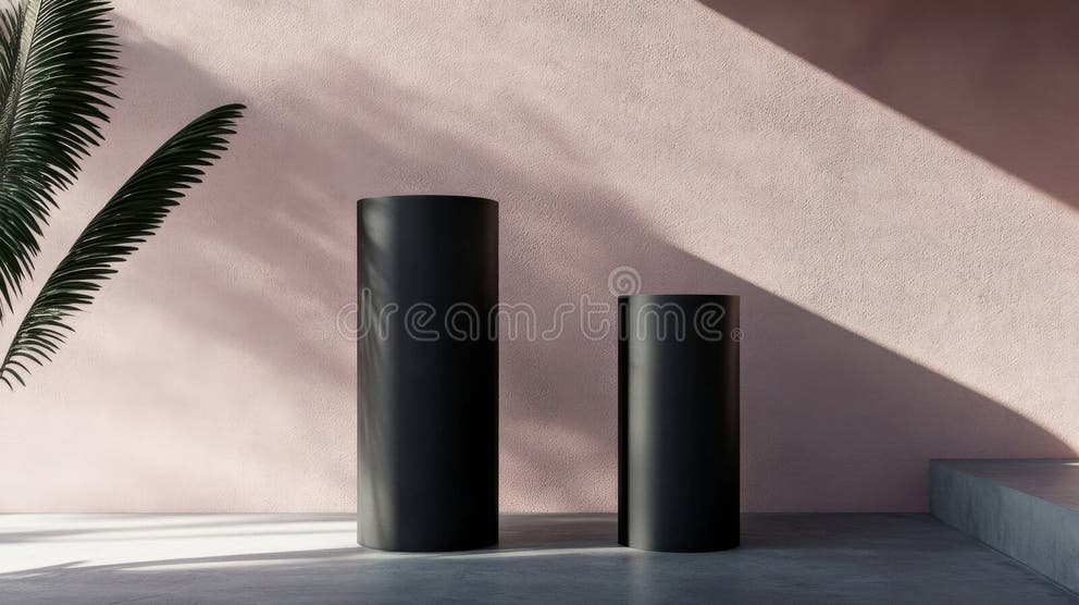 Black Cylinders on Pink Textured Wall Stock Illustration - Illustration ...