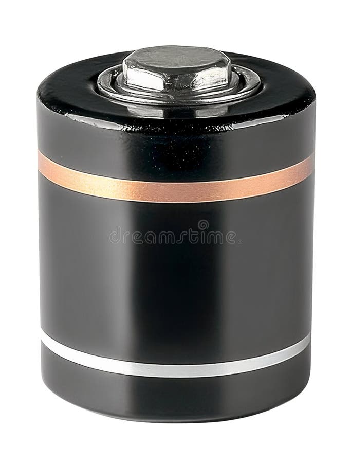 Black Cylindrical Battery Isolated on White Background Stock Image ...