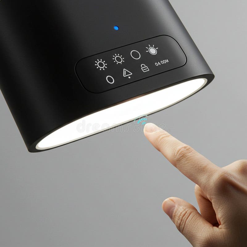 A Black, Cylindrical Device with a Control Panel Displaying Icons for ...