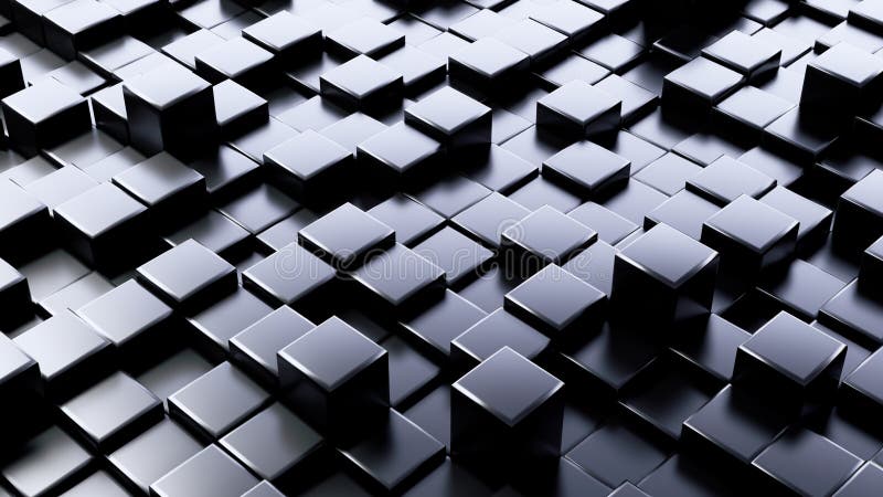 Black 3D Abstract Cubes Surface with Shadows Background Illustration ...