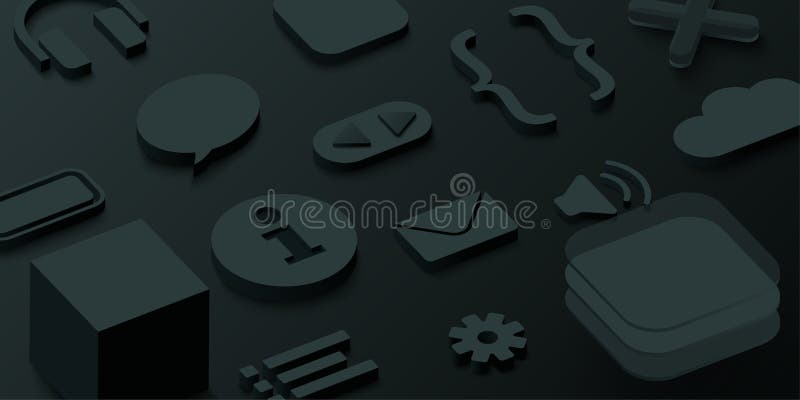 Black 3d Background with Web Symbols. Stock Vector - Illustration of ...
