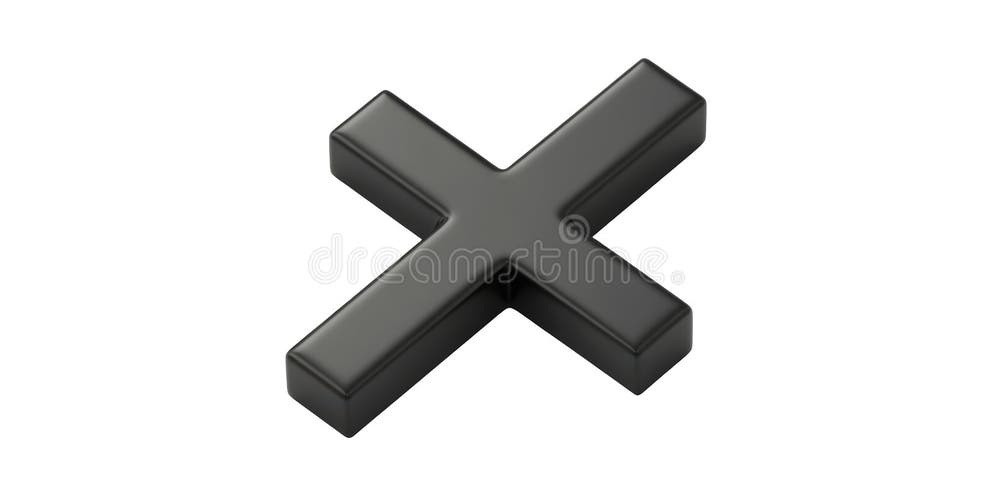 Black 3D Cross Symbol. Represents Negation, Error, or Close ...