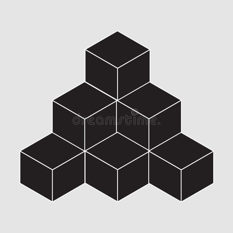 Black 3d Cube Model Icon Collection. Vector Stock Illustration ...