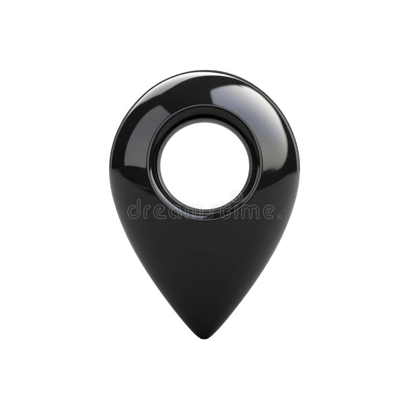 Black 3D Location Pin Icon. Symbol of Navigation and Geolocation in ...