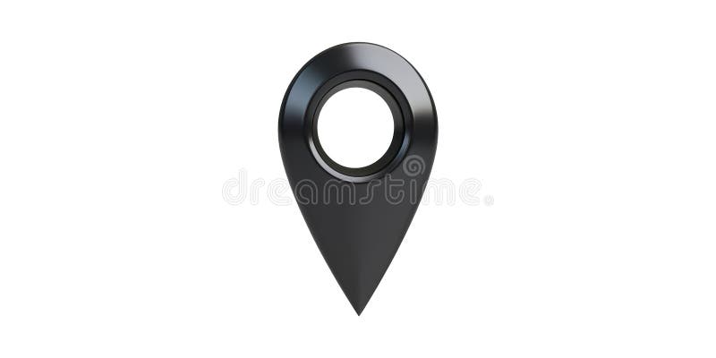 Black 3D Location Pin Icon. Symbol of Navigation and Geolocation in ...