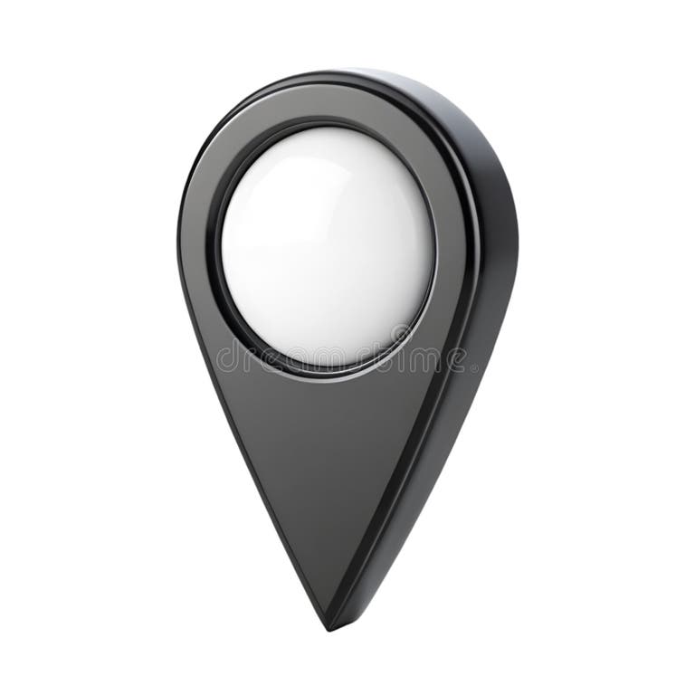 Black 3 D Map Pointer Icon White Circle Center Location Stock Illustration - Illustration of ...