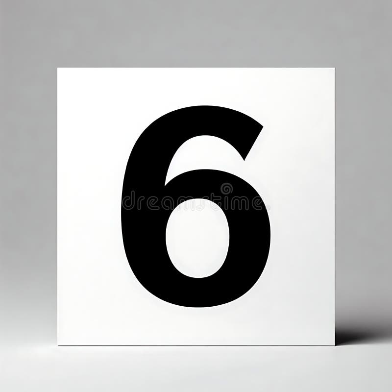 Black 3D Numeral 6 on White Square Platform. Isolated on White ...