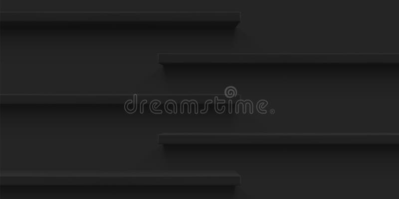 Black 3d Shelf on the Wall. Wooden Horizontal Realistic Empty Shelf ...