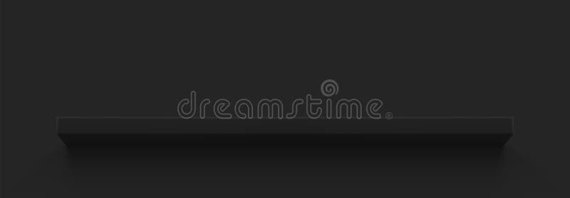 Black 3d Shelf on the Wall. Wooden Horizontal Realistic Empty Shelf ...