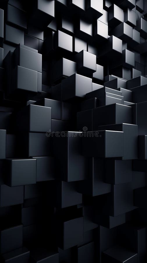 Black 3D Squares Abstract Background Texture Stock Image - Image of ...