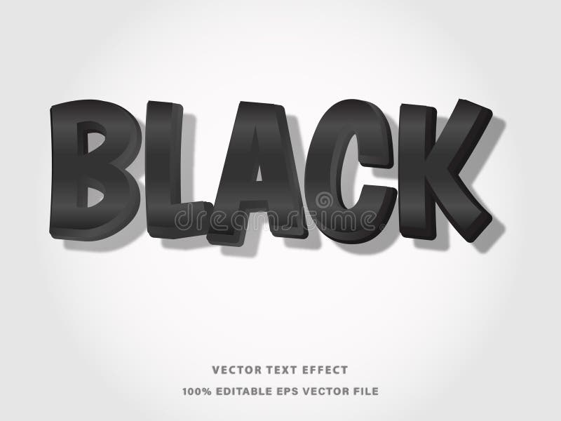 Black 3d Text Effect Editable Text Eps Stock Vector - Illustration of ...